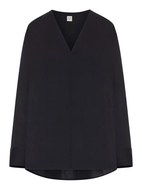 TOTEME V-neck Cotton Poplin Blouse