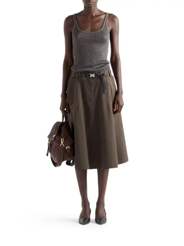Prada Wide Skirt In Technical Canvas