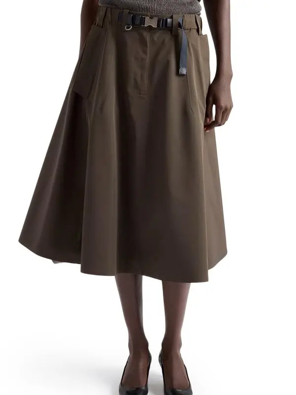 Prada Wide Skirt In Technical Canvas