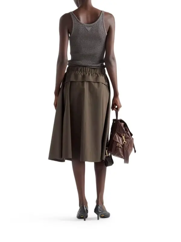 Prada Wide Skirt In Technical Canvas