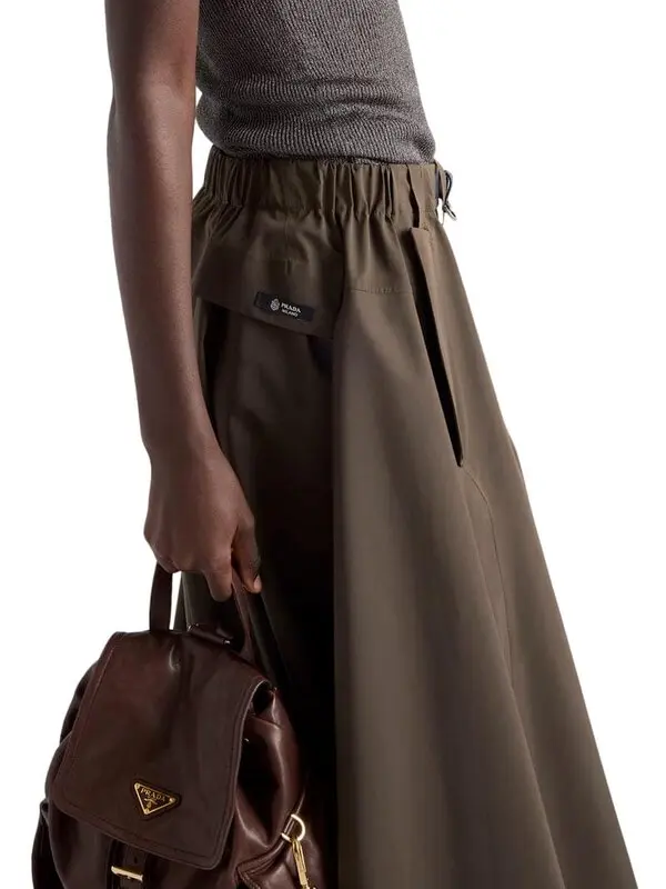 Prada Wide Skirt In Technical Canvas