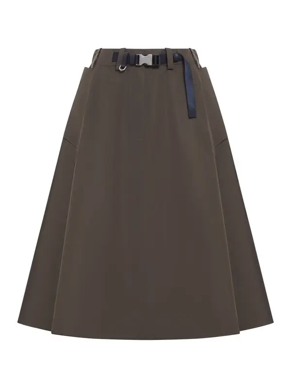 Prada Wide Skirt In Technical Canvas - Green