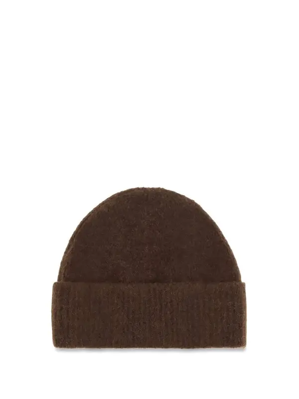 AMI Paris De Coeur Wool Beanie - Brown