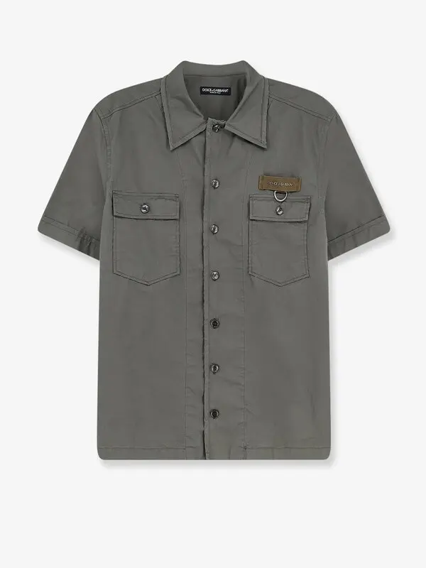 Dolce & Gabbana Cotton Shirt With Logo Patch - Multicolor