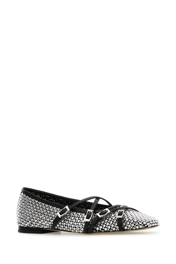 Mach & Mach Mach&mach Embellished Fabric Ballerinas - Silver