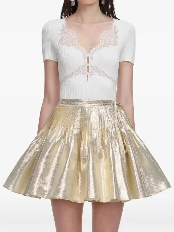 SELF-PORTRAIT Lace Trim Knit Top