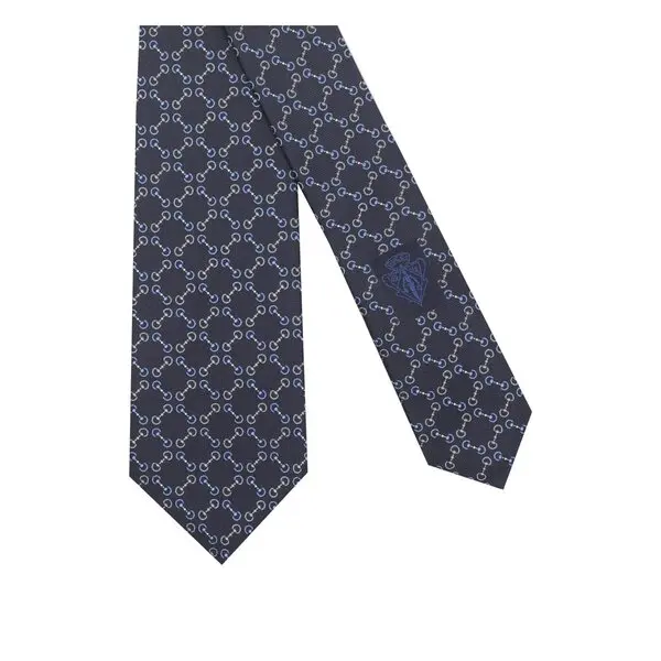 Gucci Jacquard Silk Tie With Clamp