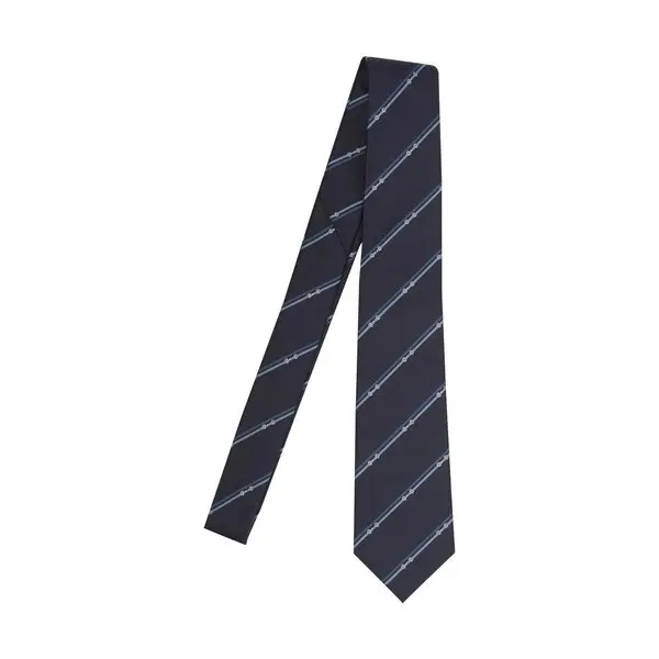 Gucci Jacquard Silk Tie With Diagonal Clamp