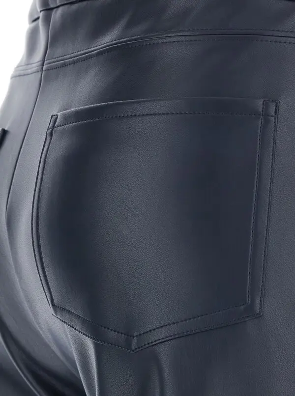 Max Mara S 'sublime' Dark Blue Pants With Flared Leg In Eco Leather - Multicolor