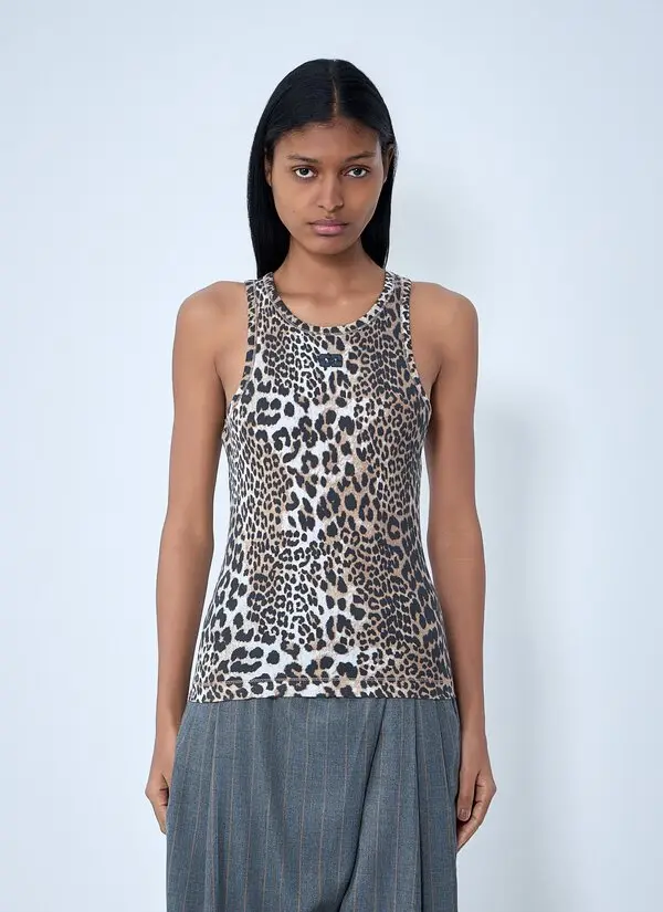 GANNI Rib Tank Top - Brown