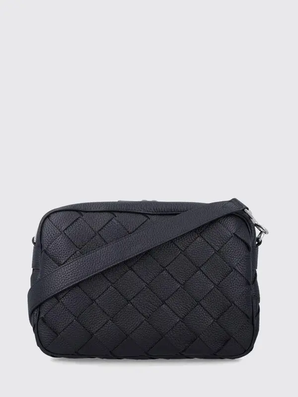 Bottega Veneta Intrecciato Grained Leather Crossbody Bag - Black