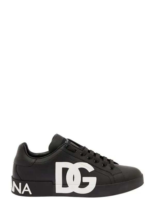 Dolce & Gabbana Portofino Leather Sneakers - Black