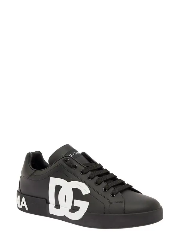 Dolce & Gabbana Portofino Leather Sneakers - Black