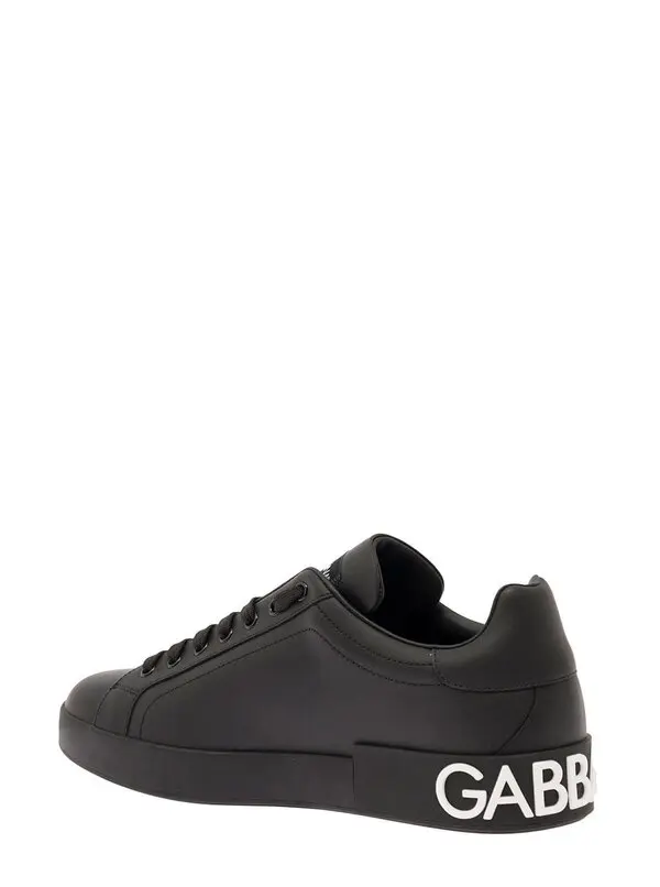Dolce & Gabbana Portofino Leather Sneakers - Black