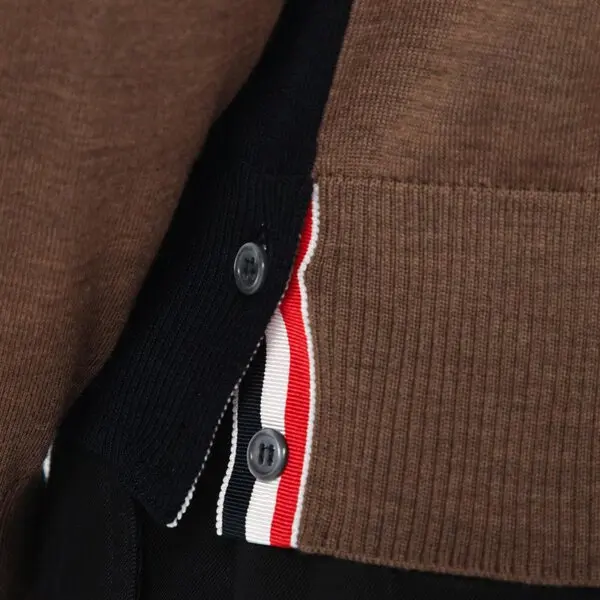 Thom Browne Navy/grey/brown Wool Cardigan