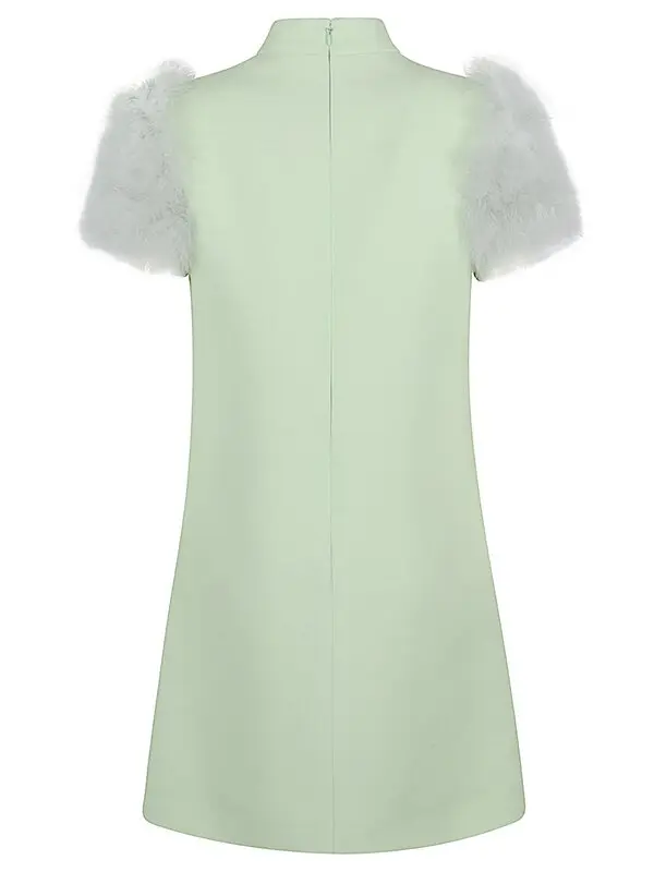 Valentino Garavani Feathered Wool And Silk Dress