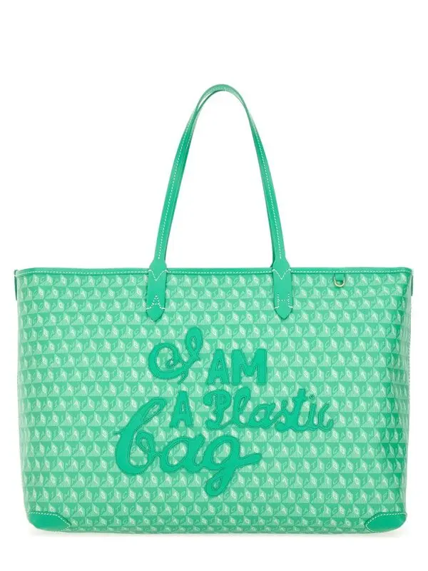 ANYA HINDMARCH Tote Bag With I Am A Plastic Bag Pattern - Green
