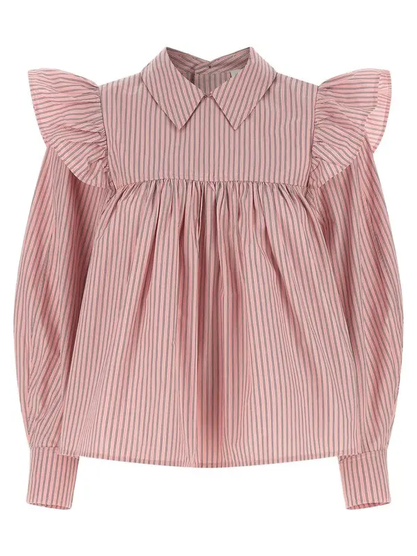 GANNI Striped Blouse - Pink