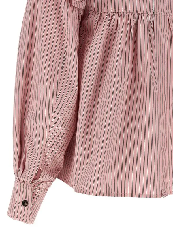 GANNI Striped Blouse - Pink