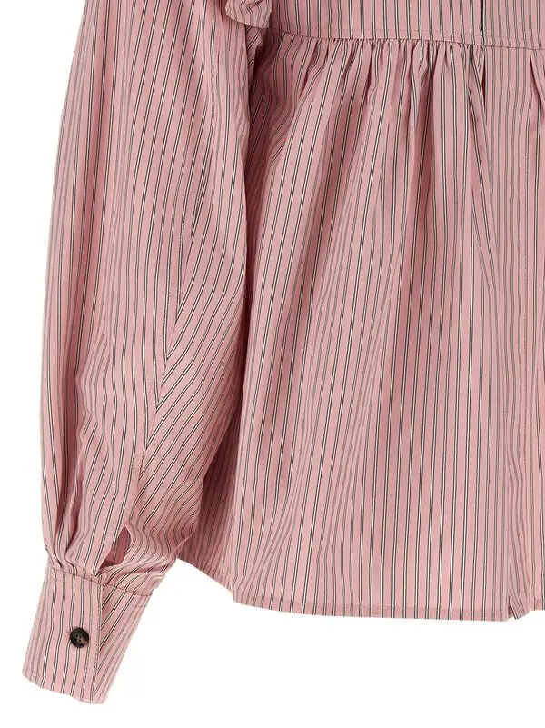 GANNI Striped Cotton Blouse