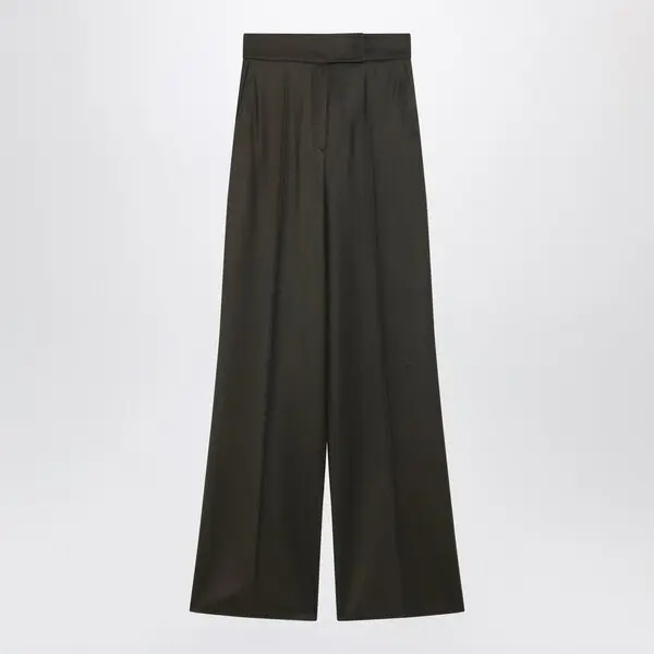 Max Mara Moss Wide-leg Wool Trousers - Green
