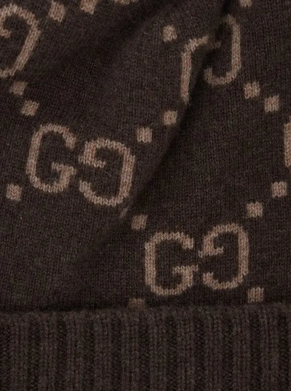 Gucci Gg Jacquard' Hat With Brim And Cuff In Cashmere
