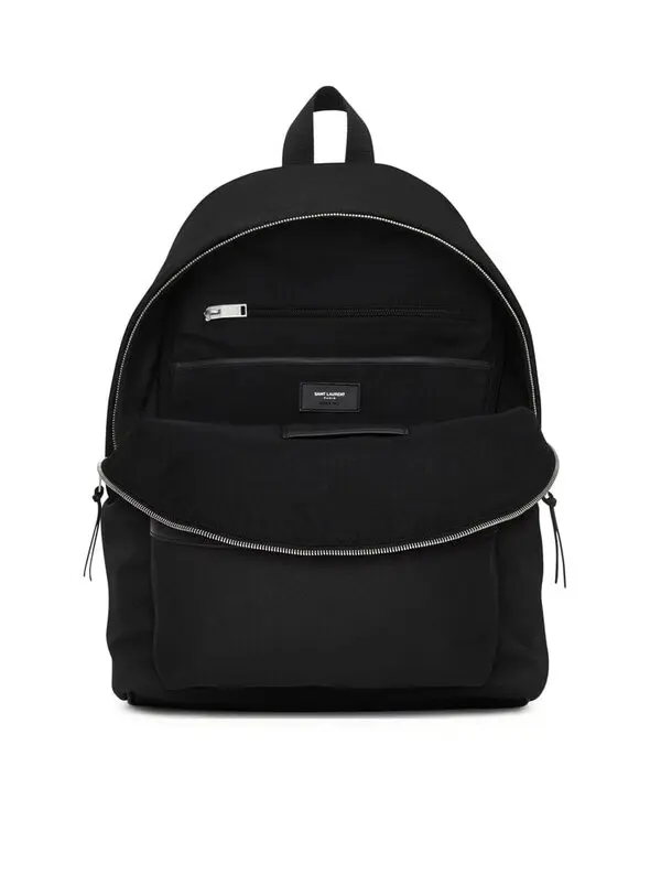 Saint Laurent City Backpack In Canvas, Nylon And Leather - Black