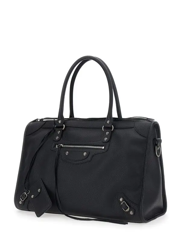 Balenciaga Le City' Large Grained Leather Handbag With Adjustable Shoulder Strap - Multicolor
