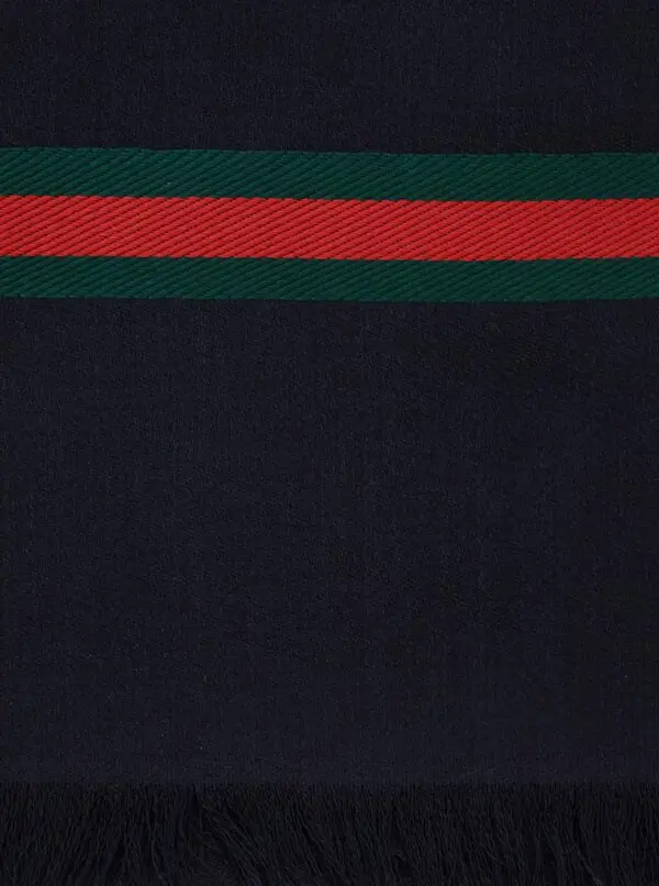 Gucci Blue Scarf With Web Detail In Silk Twill For