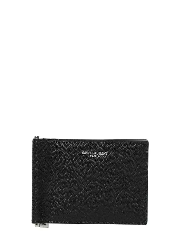 Saint Laurent Wallet With Logo On The Front In Black Leather For - Multicolor