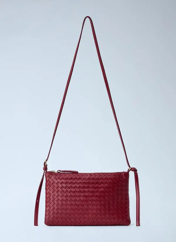 Bottega Veneta Intrecciato Woven Leather Pouch - Red