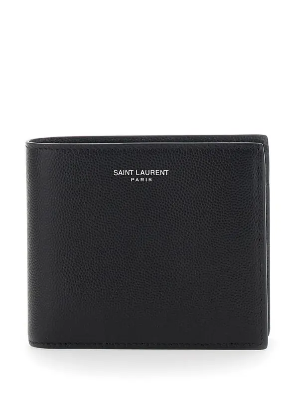 Saint Laurent Bi-fold Wallet 'monogram' With Logo Lettering On The Front In Black Leather For - Multicolor