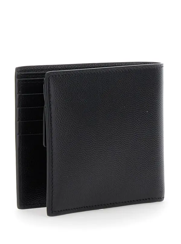 Saint Laurent Bi-fold Wallet 'monogram' With Logo Lettering On The Front In Black Leather For - Multicolor