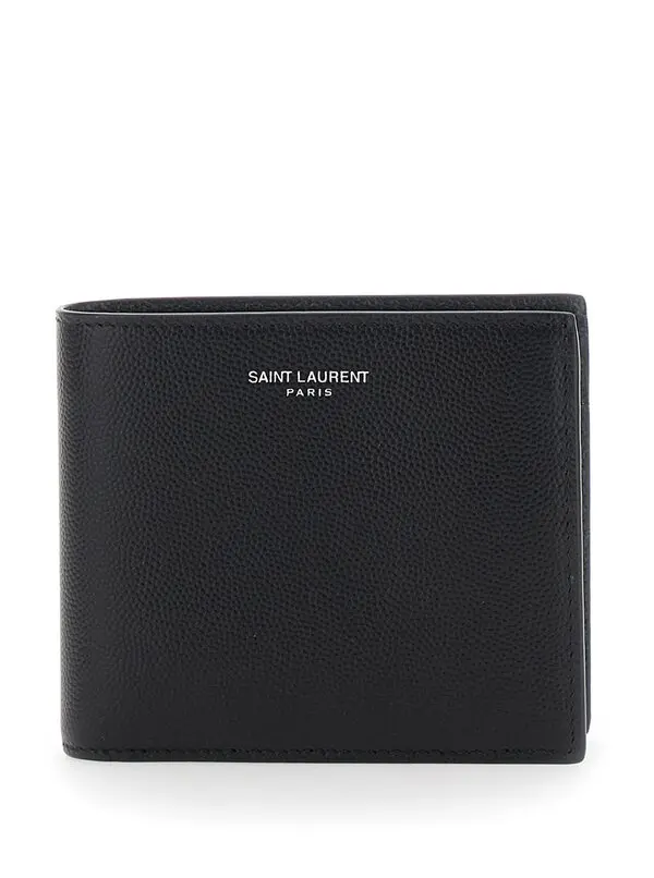 Saint Laurent Bi-fold Wallet 'monogram' With Logo Lettering On The Front In Black Leather For - Multicolor