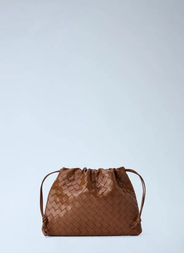 Bottega Veneta Intrecciato Woven Leather Drawstring Pouch - Brown