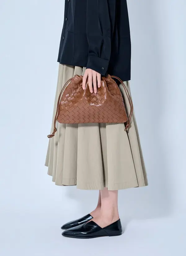 Bottega Veneta Intrecciato Woven Leather Drawstring Pouch - Brown