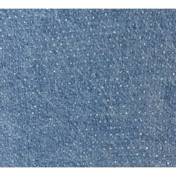 SELF-PORTRAIT Rhinestone Denim Crop Top