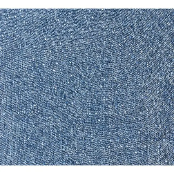 SELF-PORTRAIT Rhinestone Embellished Denim Crop Top - Blue