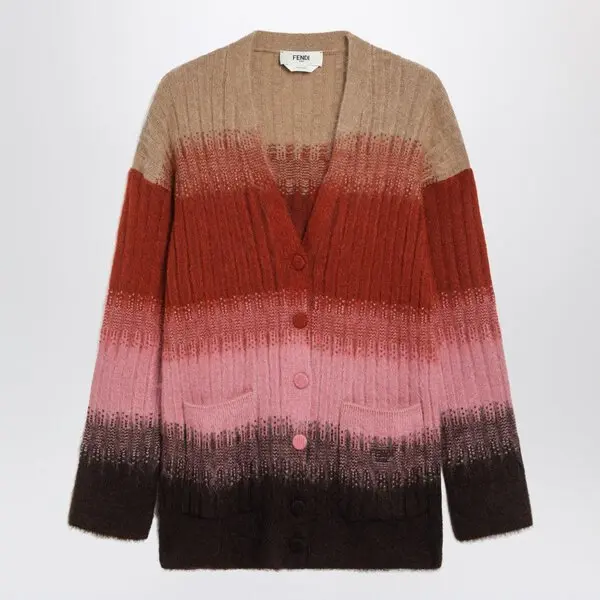 Fendi Multicoloured Mohair And Wool Cardigan