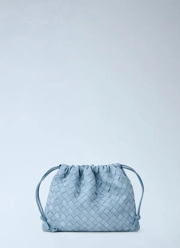 Bottega Veneta Intrecciato Woven Leather Drawstring Pouch - Blue