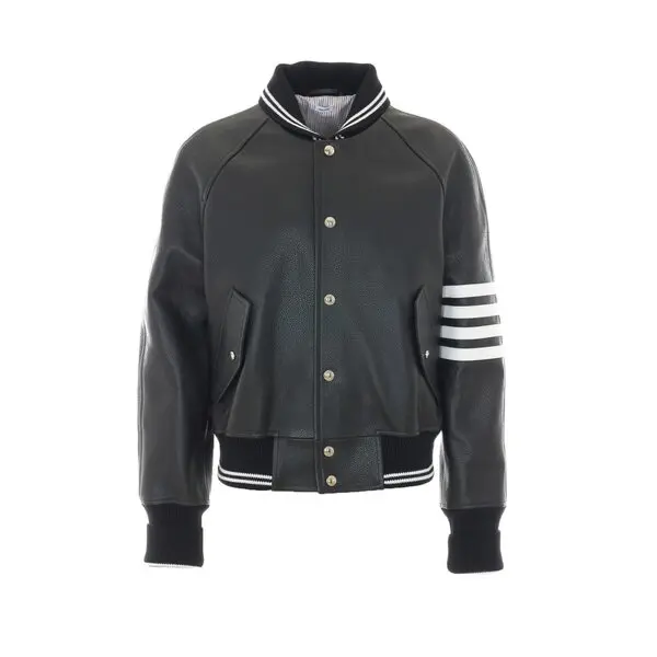 Thom Browne Oversized Leather Bomber With 4-bar