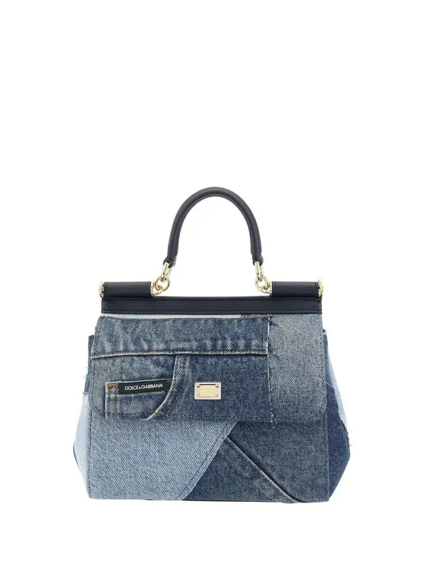 Dolce & Gabbana Small Sicily Denim And Calf Leather Handbag
