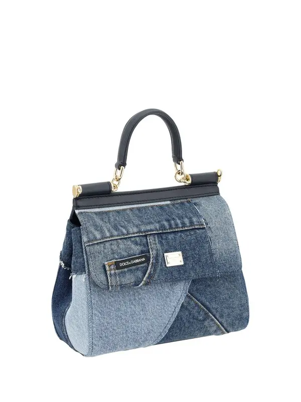 Dolce & Gabbana Small Sicily Denim And Calf Leather Handbag