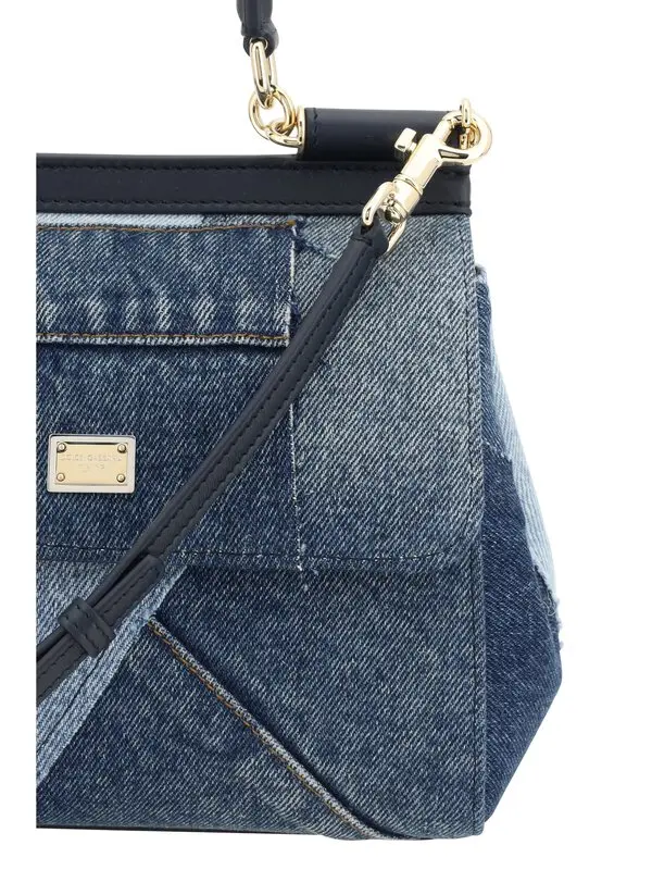 Dolce & Gabbana Small Sicily Denim And Calf Leather Handbag