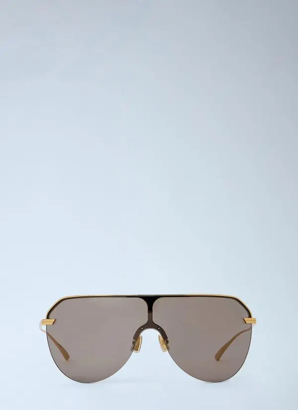 Bottega Veneta Long Ribbon Shield Sunglasses - Gold