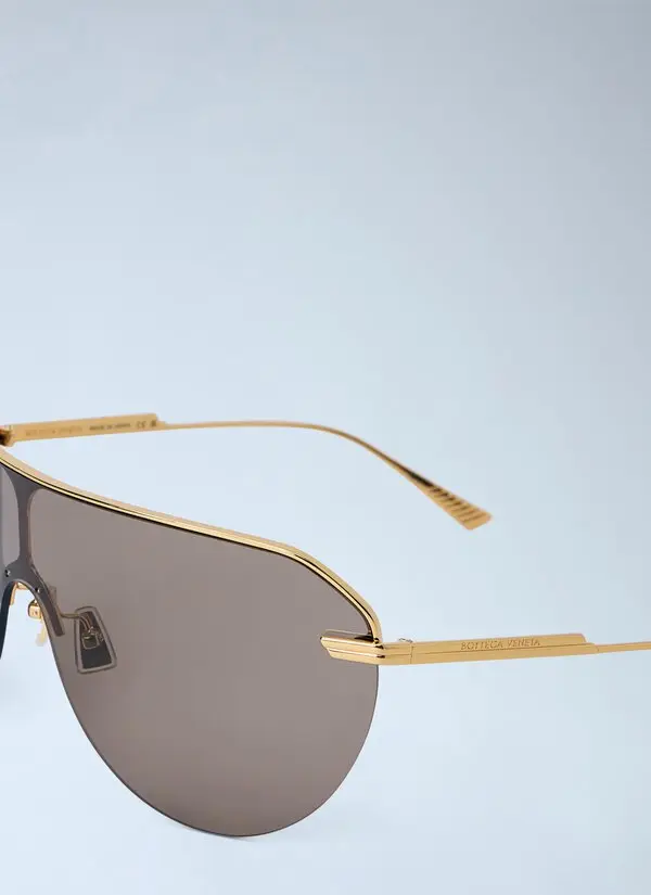 Bottega Veneta Long Ribbon Shield Sunglasses - Gold