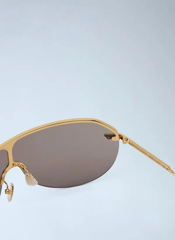 Bottega Veneta Long Ribbon Shield Sunglasses - Gold
