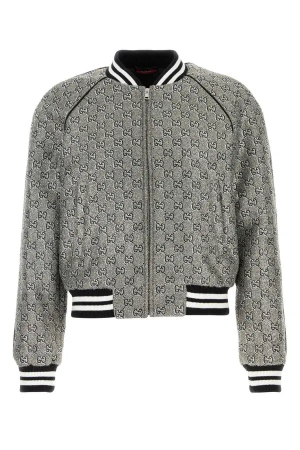Gucci Embellished Tweed Bomber Jacket - Multicolor
