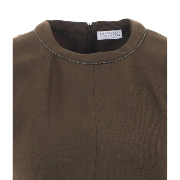 Brunello Cucinelli Viscose And Linen T-shirt Dress - Brown