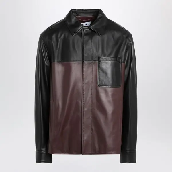 Loewe Burgundy Leather Overshirt - Black